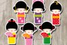 Kawaii Japanese Dolls clipart - Kokeshi Kimono girls (99701 ...