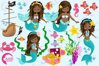 Mermaid Princess clipart, African AMerican Mermaids clipart, graphics ...