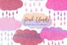 pink clouds clip art, nursery decor, brush cloud clip art, Watercolor ...