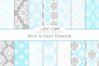 Blue and Grey Damask Patterns - Seamless Digital Papers (42777 ...