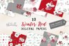 Winter Red Seamless Patterns Digital Papers Festive Holiday