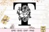 Floral letter T svg, Flower T monogram font initial SVG (549681) | Cut ...