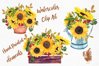 Watercolor Sunflower Bouquets (88504) | Illustrations | Design Bundles