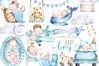 Watercolor Newborn Baby Boy Clipart, It's a Boy! Clipart Set (809560 ...