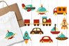 Vintage transportation clip art illustrations bundle (81302 ...