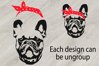 French bulldog Head Whit Bandana, cute Dog Family Pet 816S (91200 ...