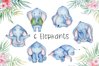 Lovely Elephants Watercolor set animals clipart (239716 ...