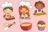Cute Kids Cooking Illustrations (244224) | Illustrations | Design Bundles