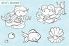 Cute Mermaids Digital Stamps (244846) | Illustrations | Design Bundles