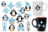 Penguins Winter wonderland graphics, blue snowflakes (86915 ...