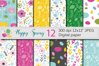 Seamless Bright Spring Digital Paper / Hand Drawn Flowers, Leaves ...