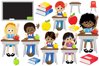 Multi-cultural kids at school Clipart