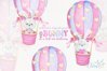 Hot air balloons clipart for girls. Pink flying cute bunny. (356060 ...
