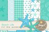 Beach digital papers and Starfish clipart SET (80627) | Backgrounds ...