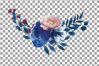 Navy blue and blush pink floral watercolor bouquets clip art (243595 ...