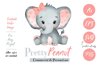 Peach Pink Watercolor Girl Baby Elephant Clipart Vector (424557 ...