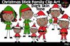 Christmas Stick Family Clip Art - Various Hair & Skin Tones (370574 ...
