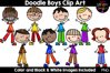 Doodle Boys Clip Art - Cute Stick Figure Kids (371026) | Illustrations ...