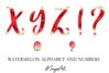 Watermelon Alphabet and Numbers, Summer Clipart, Watercolor (671146 ...