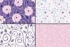 Floral swirls blue, pink, purple seamless digital paper (682309 ...