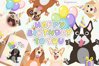 Happy birthday dogs, dog clipart, lovers gift (1147831) | Illustrations ...