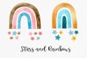 Watercolor Rainbow and Stars Clipart and Seamless Pattern (566798 ...