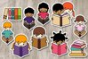 Kids reading books multiculturalism students graphics (74402 ...