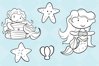 Cute Mermaids Digital Stamps (244846) | Illustrations | Design Bundles