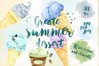 Watercolor ice cream. Summer dessert (36383) | Illustrations | Design ...
