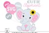 Pink and grey baby elephant with sunflower, svg, png, vector (482725 ...