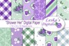 Purple Floral Digital Paper (14800) | Backgrounds | Design Bundles