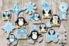 Penguins Winter wonderland graphics, blue snowflakes (86915 ...