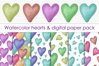Valentine's Day Clipart & Digital Paper - Watercolor Hearts (1144338 ...
