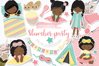 African American slumber party girls graphics - vectors