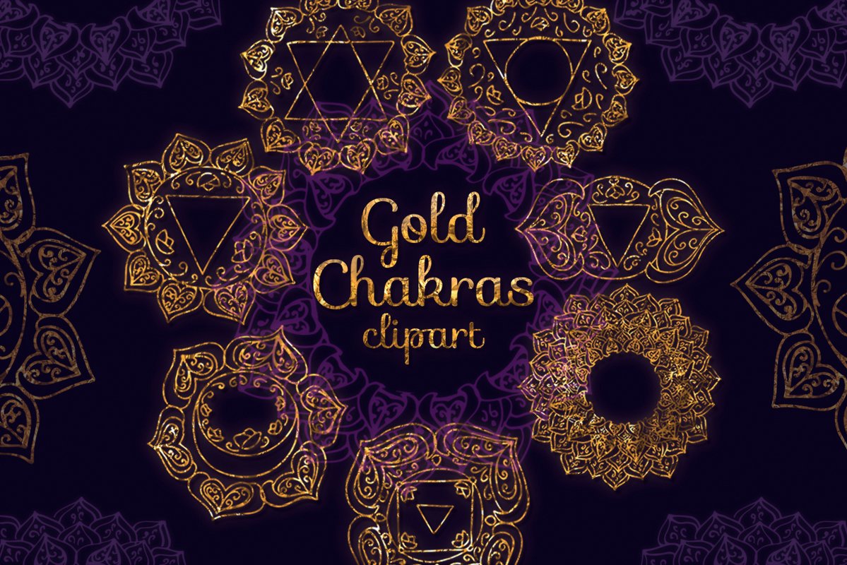 7 Chakras clip art Gold chakras clipart Yoga Meditation (428676 ...