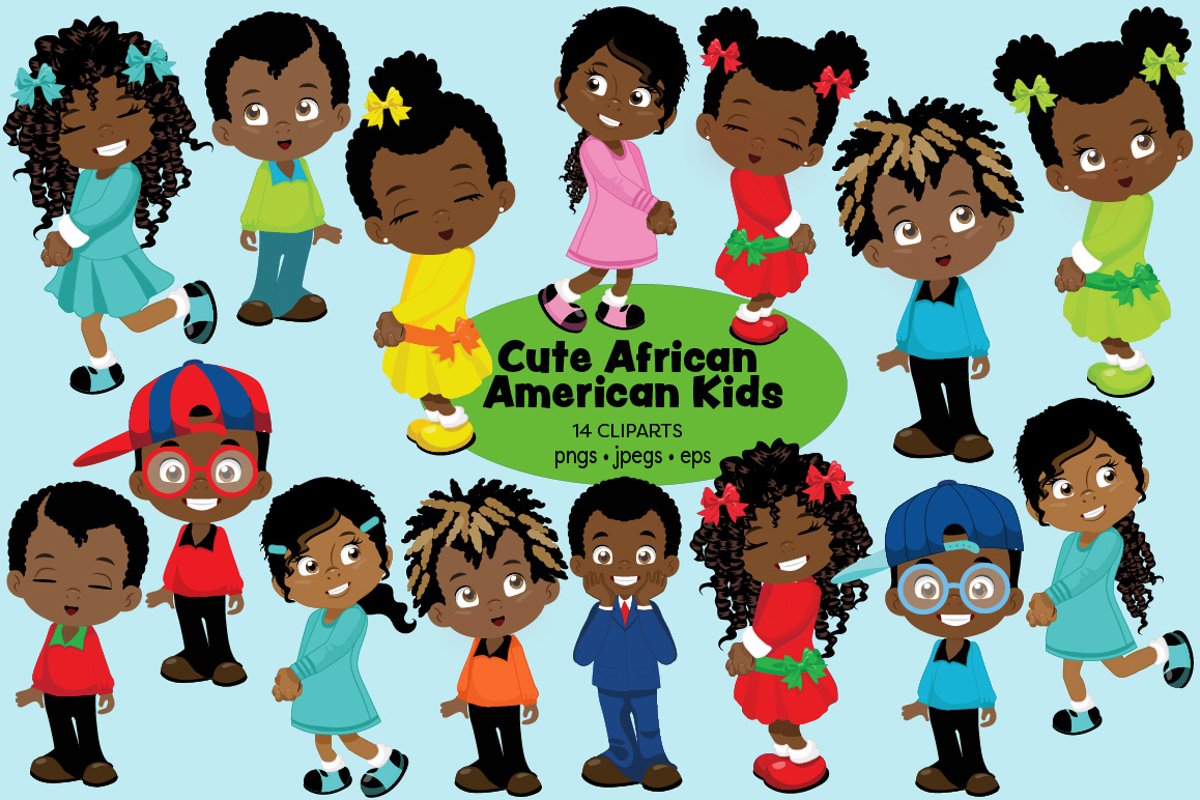 Cute African American Kids clipart