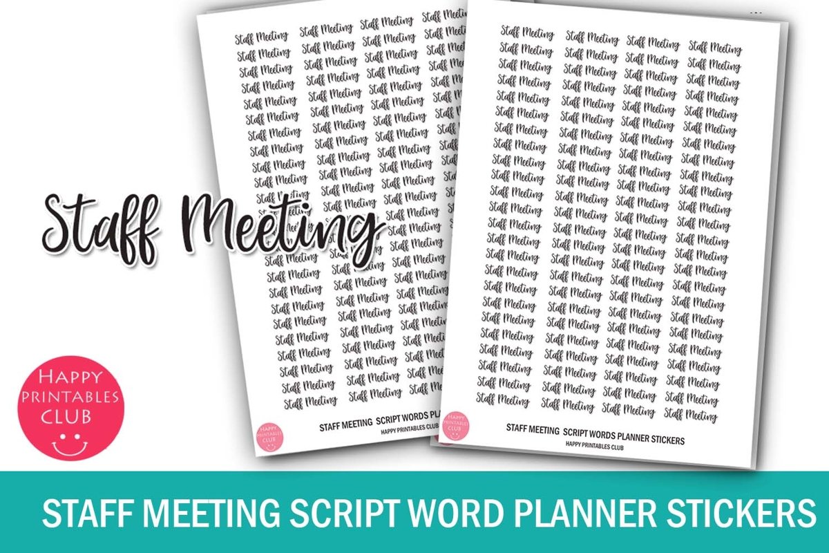 Staff Meeting Script Words Planner Stickers-Staff Meeting (464014 ...