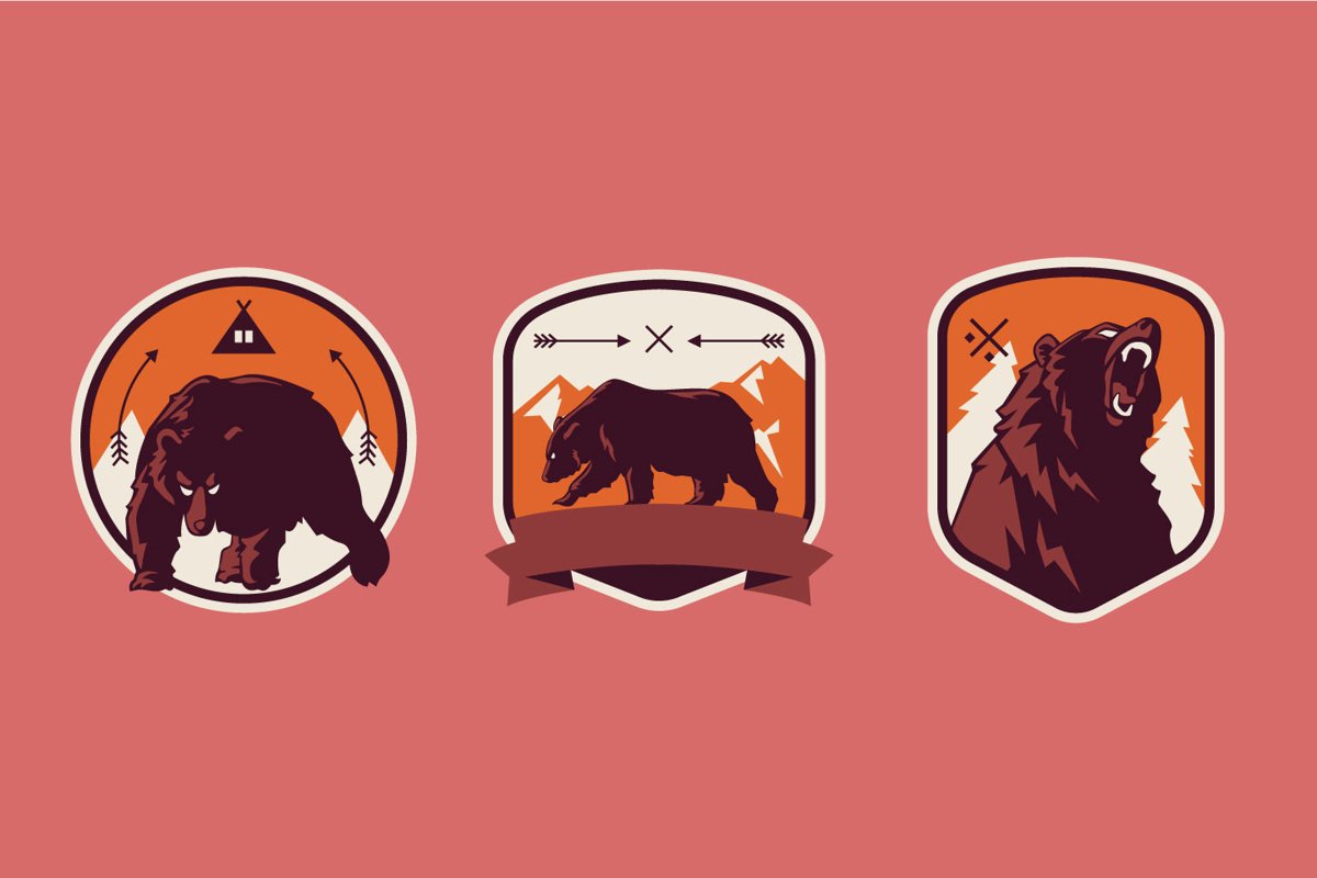 Bear Badge illustrations