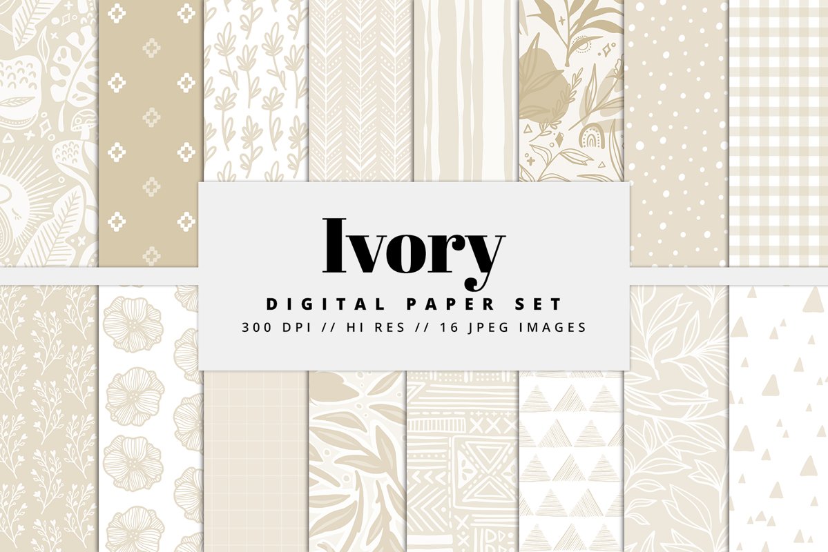 Ivory Digital Paper Pack