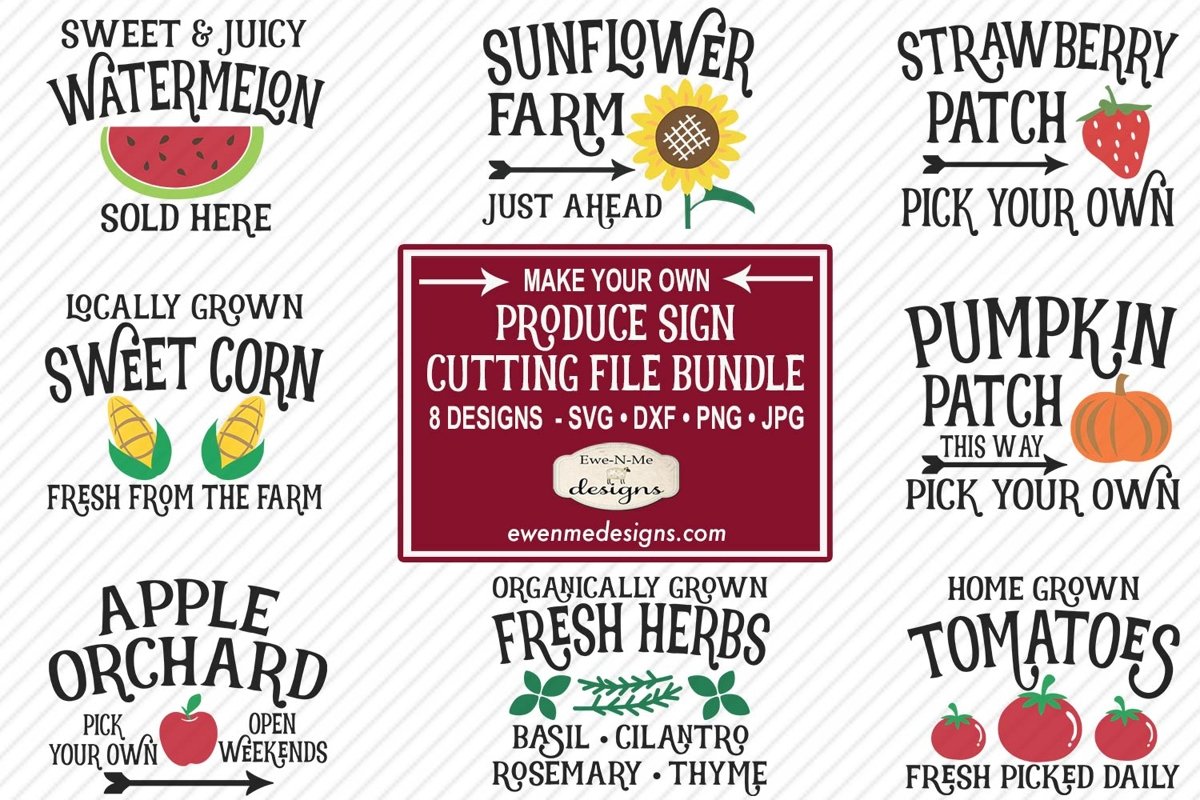 Produce Sign Bundle | Garden | Vegetables Fruits SVG (556262) | Cut ...