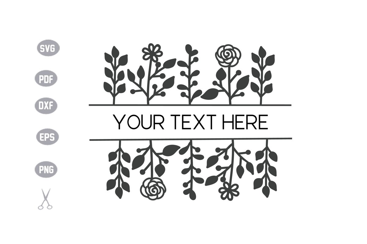 Flower Split Monogram Template SVG Design