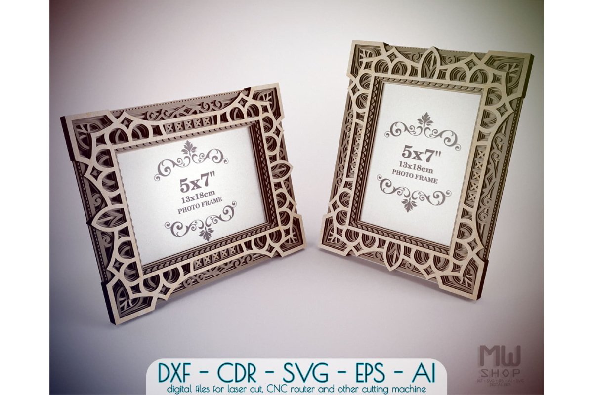 F17 - Multilayer Photo Frame, Laser Cut 5x7 Photo Frame DXF (580018 ...