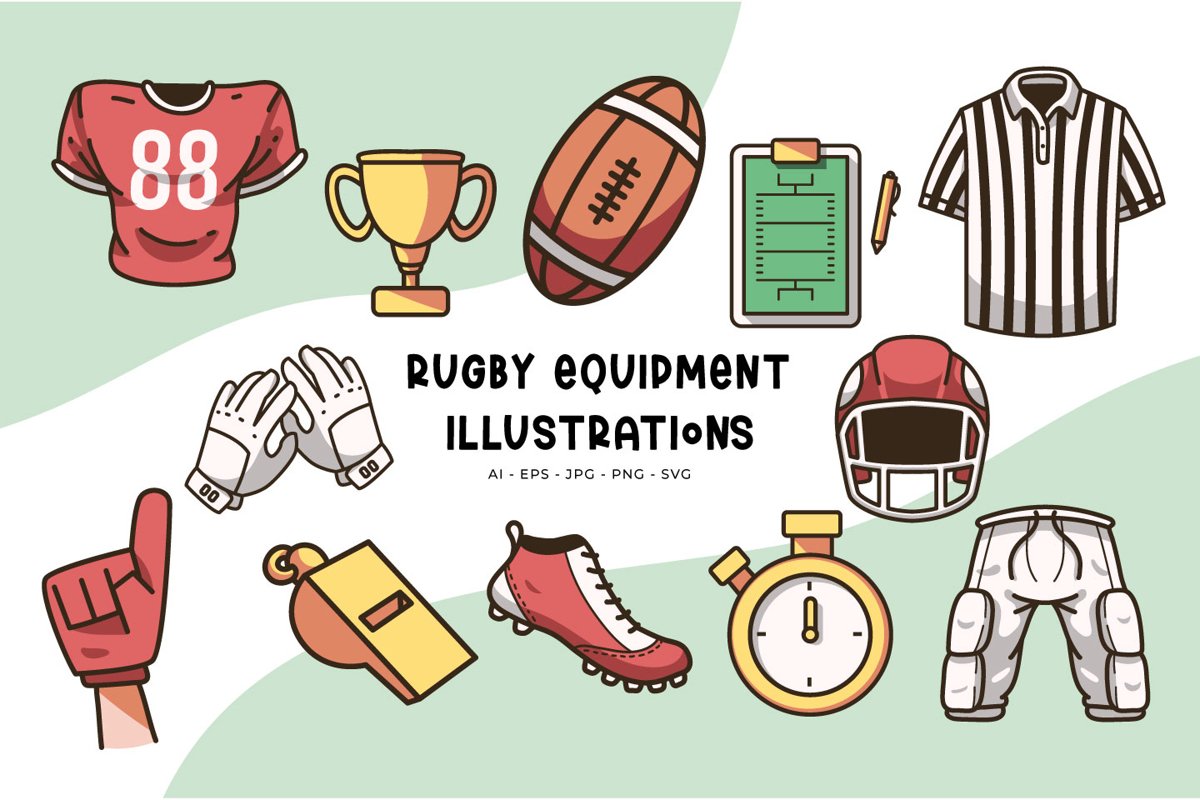 Rugby Equipment illustrations