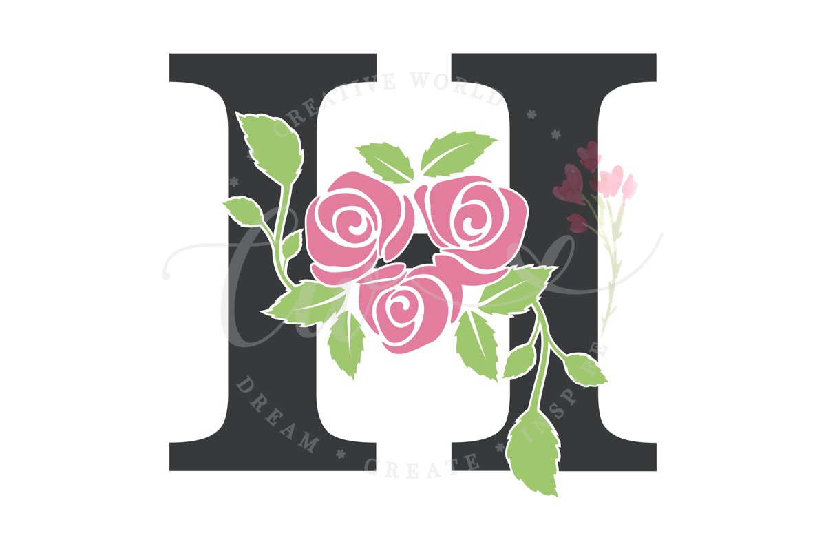 Letter H Rose Floral Alphabet SVG | Flower Alphabet SVG (578749) | SVGs ...