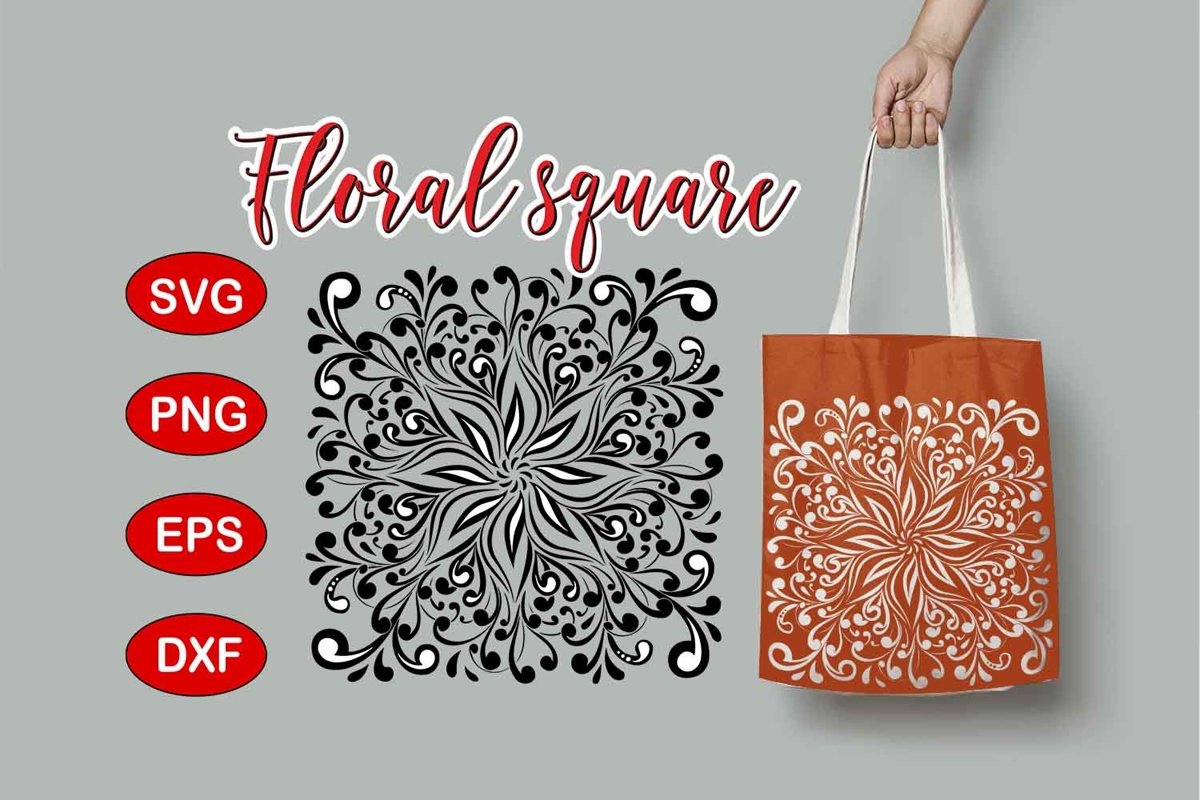 Floral square SVG, EPS, PNG, DXF files (581715) | Cut Files | Design ...