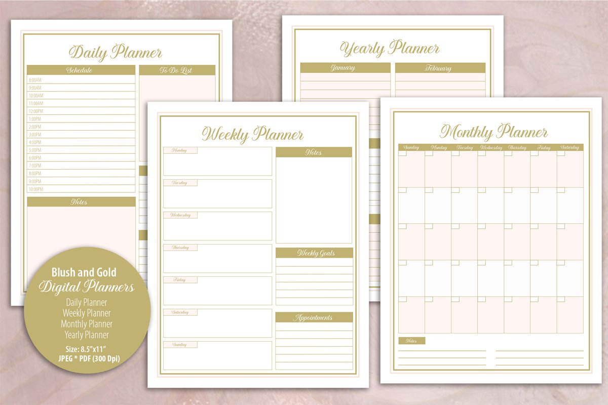 Blush and Gold Digital Planner