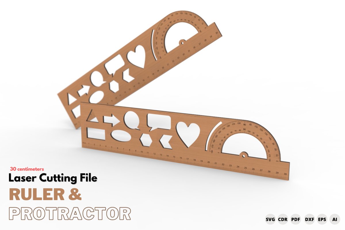 Ruler & Protractor - laser cutting file