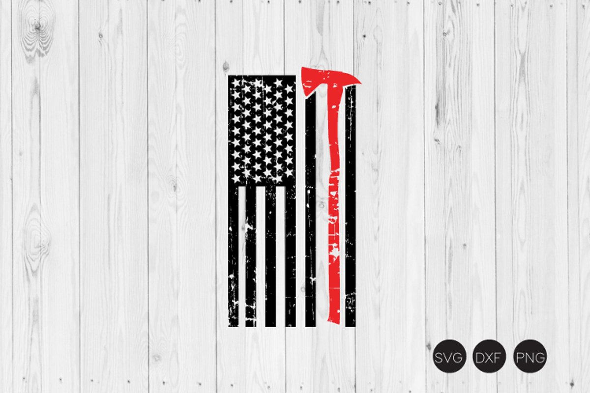 Firefighter Axe Distressed Flag SVG (454130) | Cut Files | Design Bundles