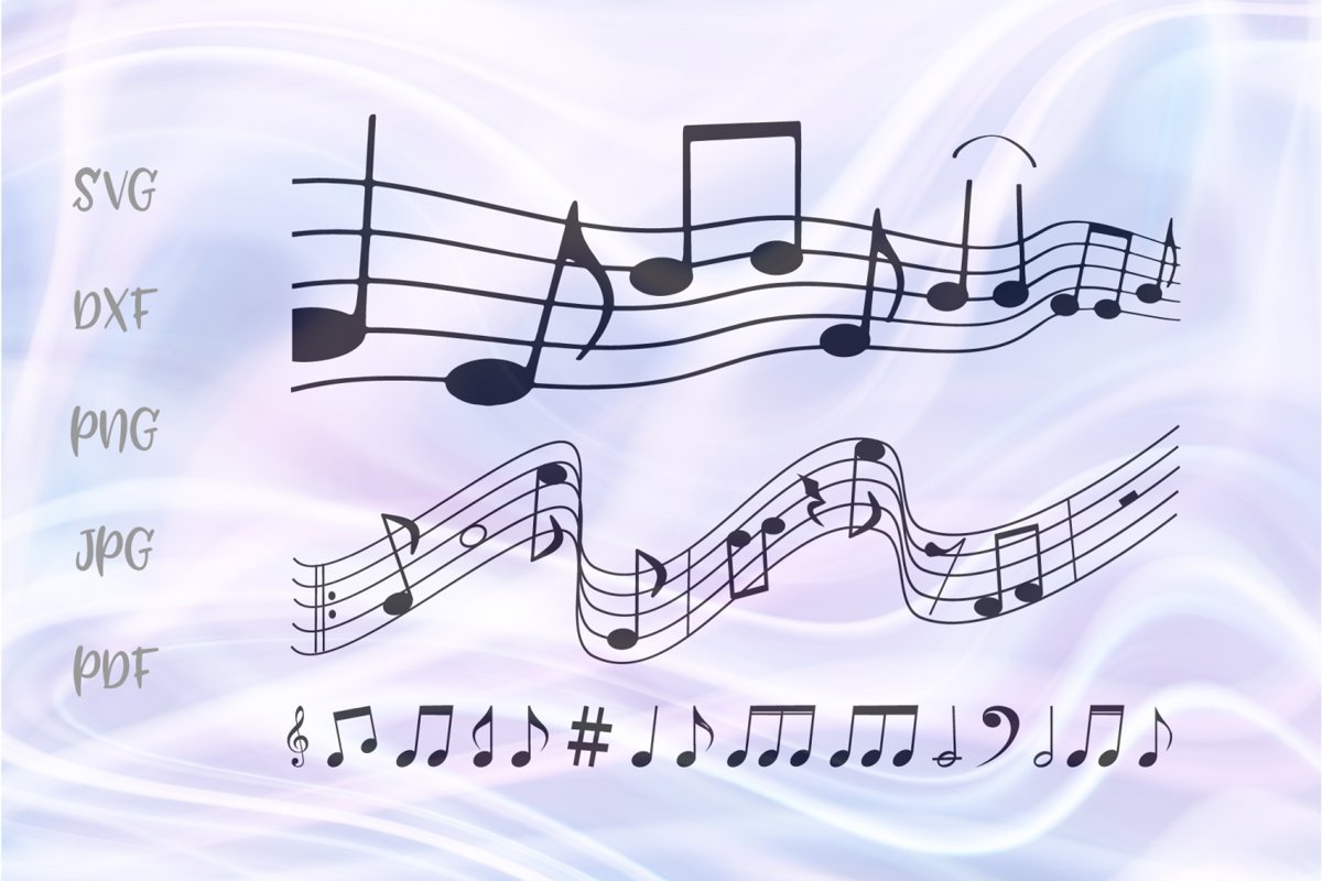 Musical Notes SVG for Cricut Music Staff Vector Cut File DXF (539618 ...