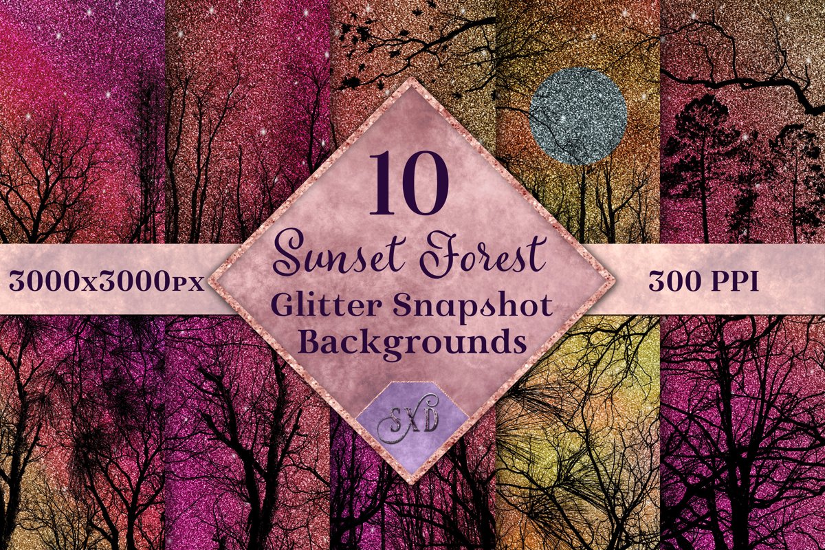 Sunset Forest Glitter Snapshot Backgrounds - 10 Image Set (653208 ...